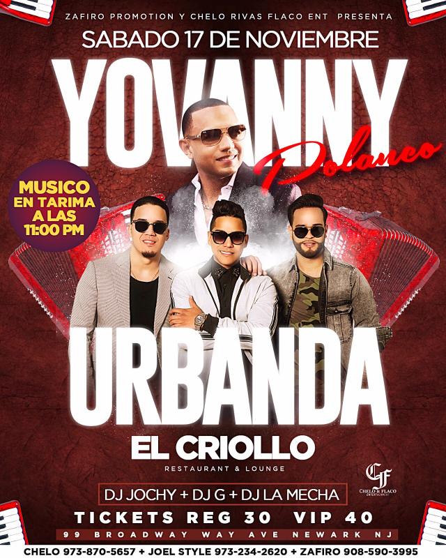 YOVANNY POLANCO & URBANDA Tickets - BoletosExpress