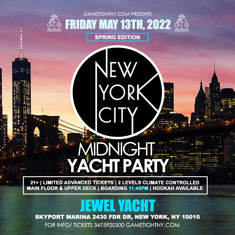 Spring Midnight NYC Friday Yacht Party Cruise at Skyport Marina Jewel ...