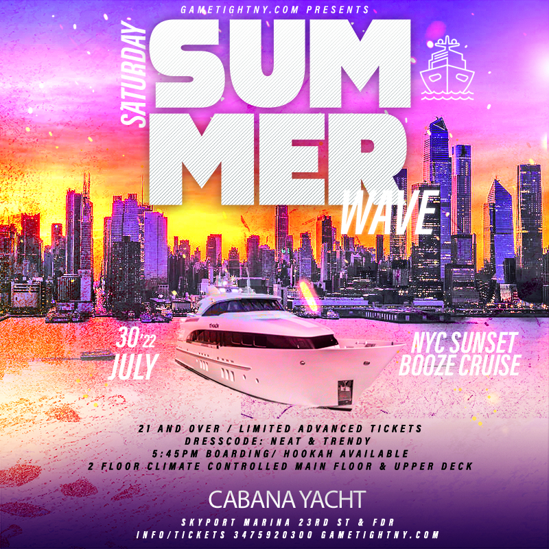 NYC Sunset Summer Wave Cabana Yacht Booze Cruise Party 2022 Tickets ...