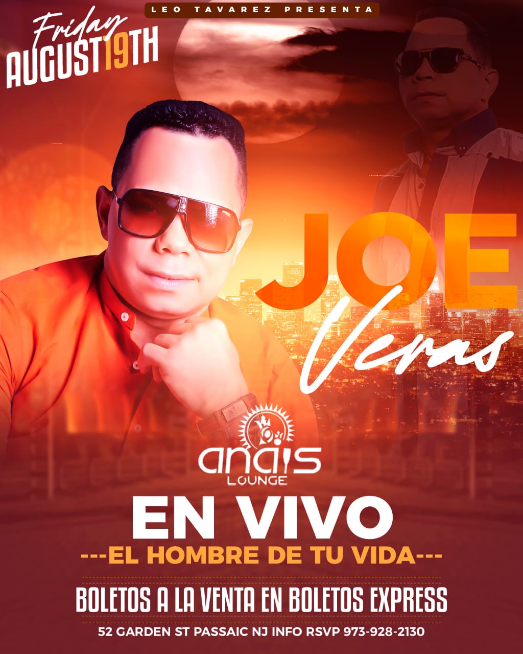 Joe Veras “El Hombre de tu Vida” Tickets - BoletosExpress
