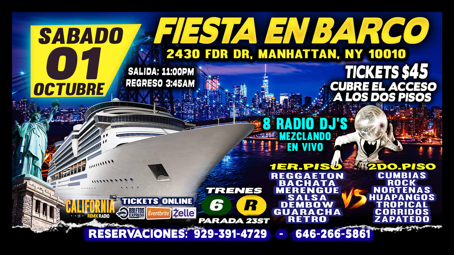Fiesta En Barco + Radio Dj's + Dos Pisos De Musica Diferente + Urbano ...