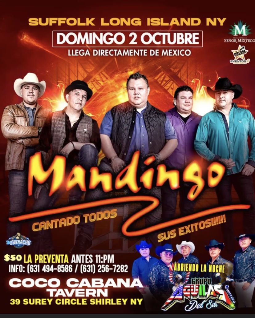 GRUPO MANDINGO DOMINGO 2 OCT EN SUFFOLK COUNTY NY / COCO CABANA ...