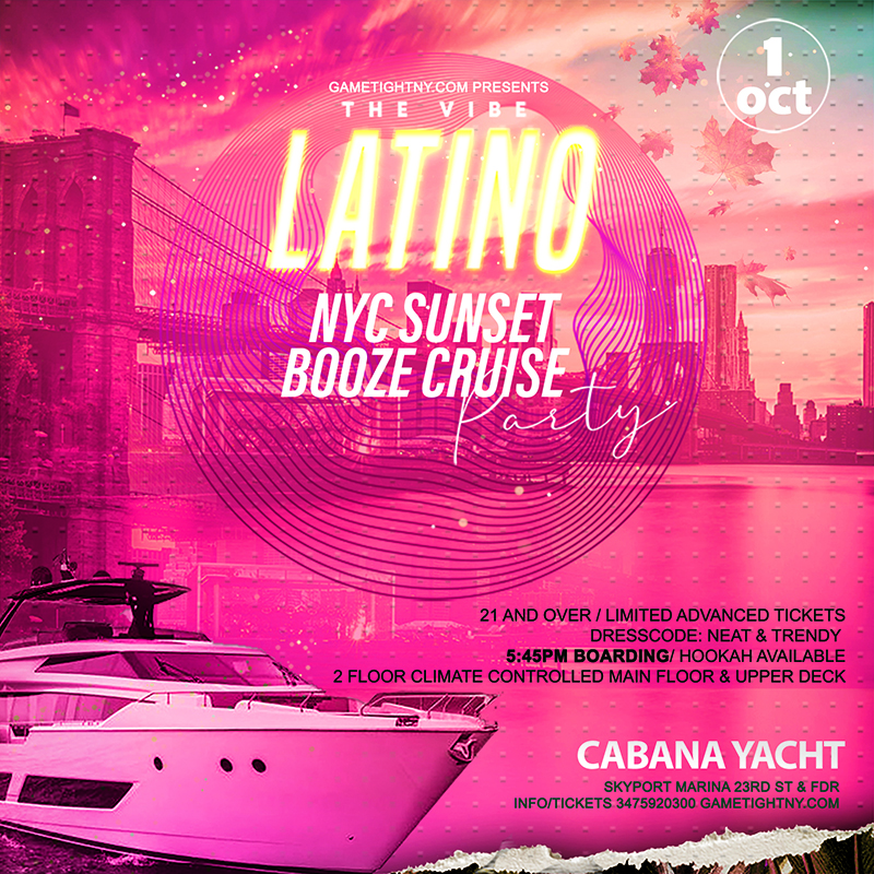 Saturday Sunset Latin Vibes NYC Cabana Yacht Party Cruise Skyport ...