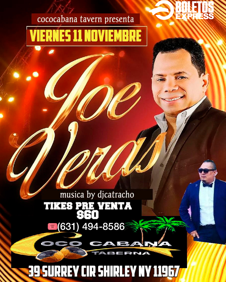JOE VERAS En COCO CABANA TAVERN, Shirley NY, 11967 Tickets - BoletosExpress