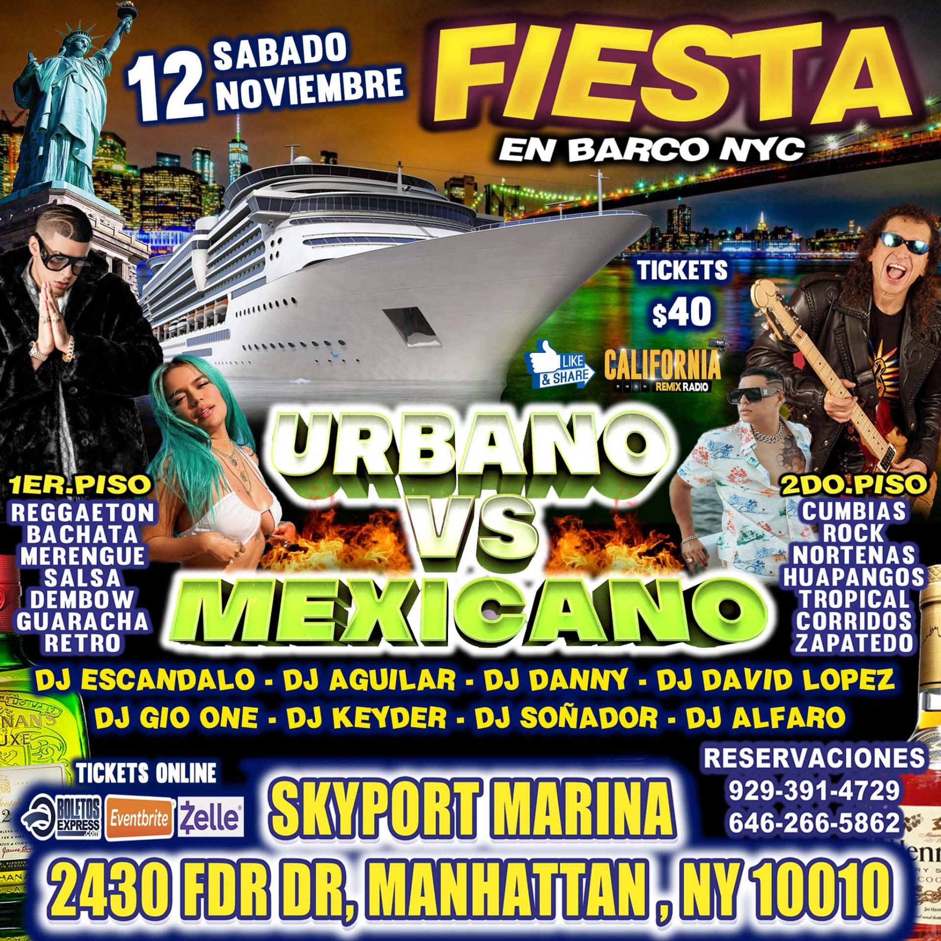 Fiesta En Barco Con Radio Djs + Musica urbana + Musica Mexicana + 2 ...