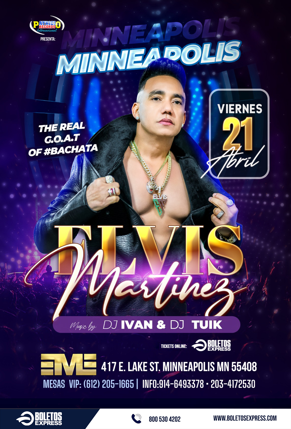 ELVIS MARTiNEZ EN CONCIERTO - MINNEAPOLIS MN Tickets - BoletosExpress