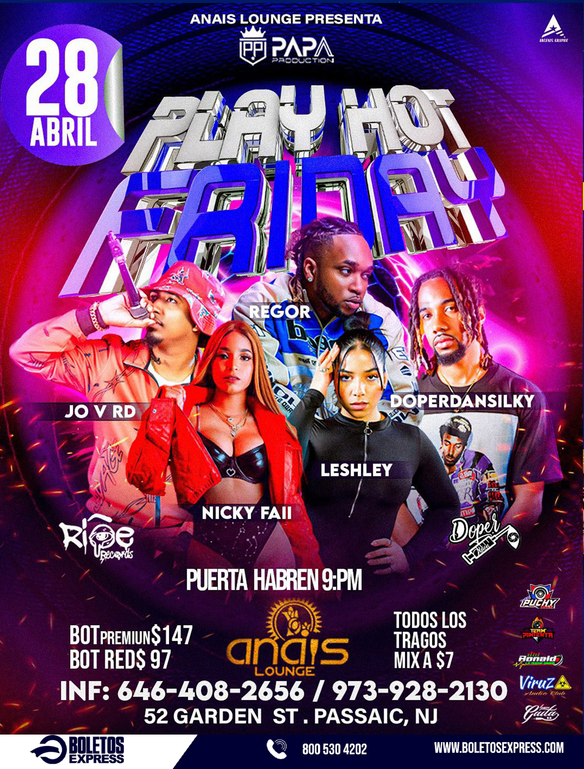 Jo V RD, NIKY FALL, LESHLEY, REGOR, DOPERDANSILKY Tickets - BoletosExpress