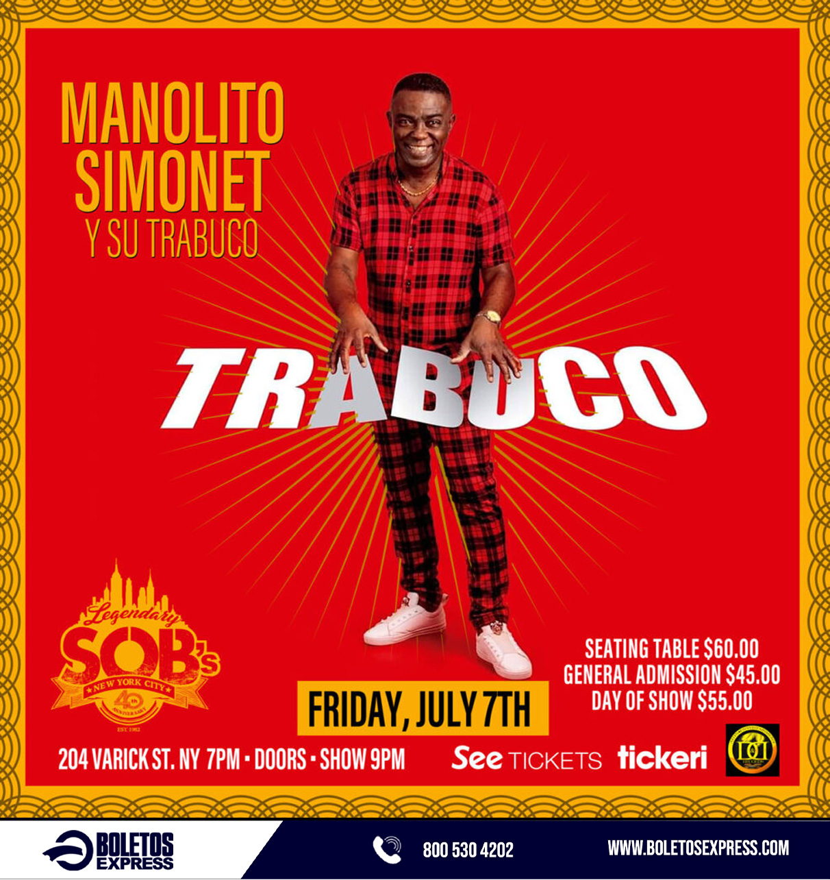 Manolito Simonet y su Trabuco Tickets - BoletosExpress