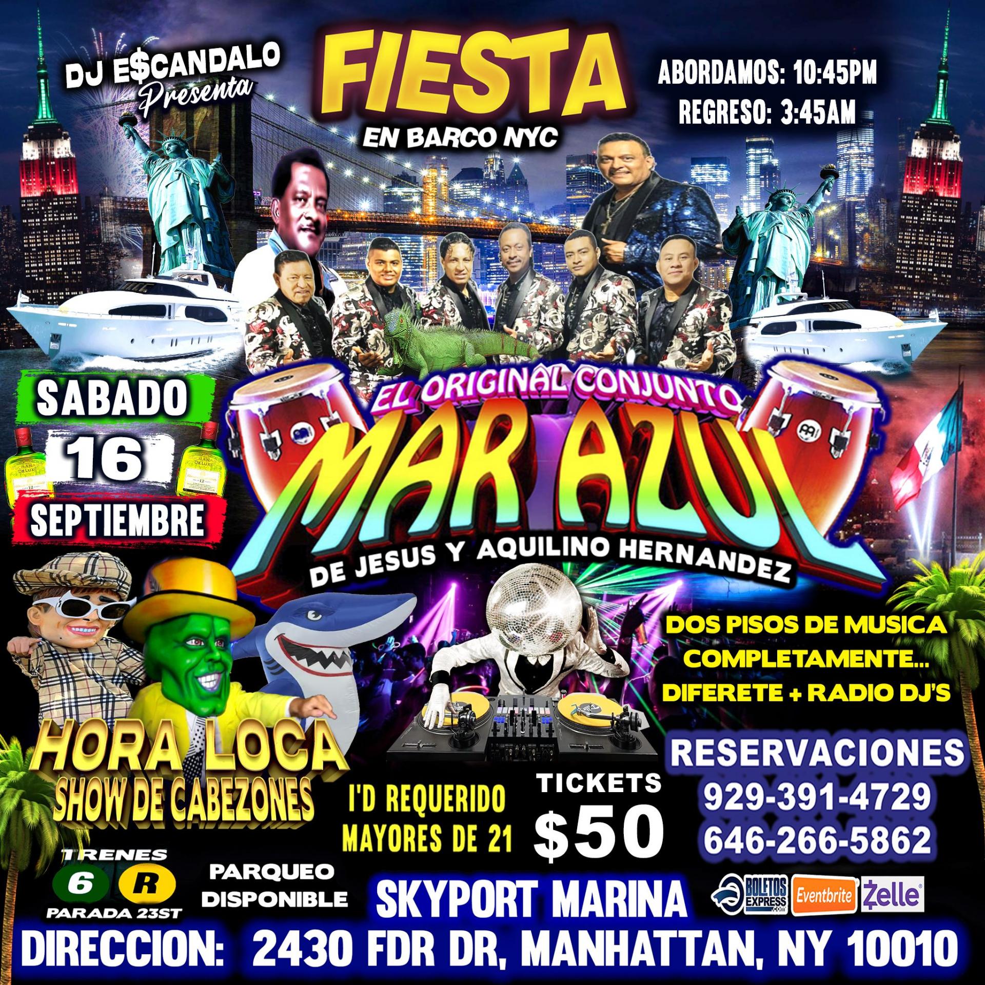 Fiesta En Barco + El Original Conjunto Mar Azul + Radio Djs Tickets ...