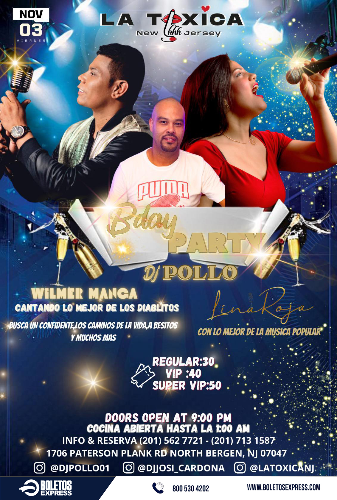 WILMER MANGA & LINA ROJA Tickets - BoletosExpress