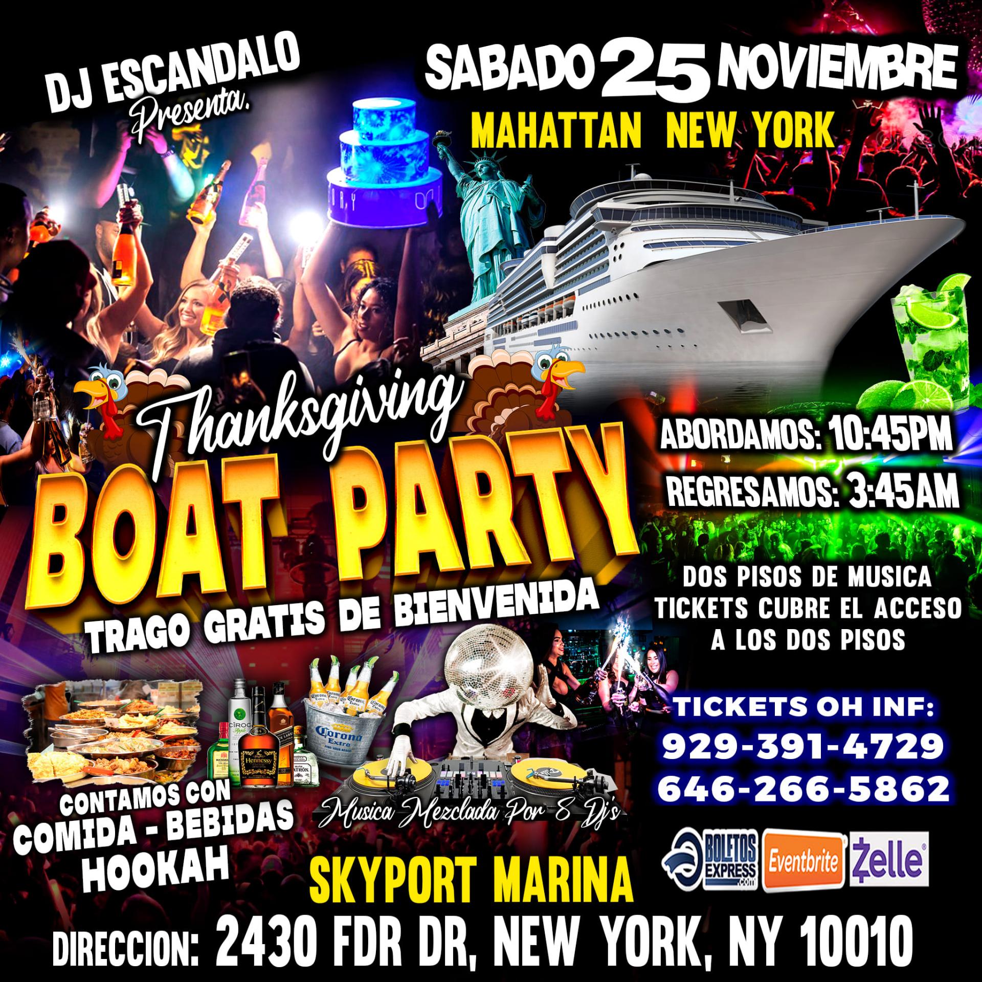 Thanksgiving Boat Party + Fiesta En Barco + Djs Tickets - BoletosExpress