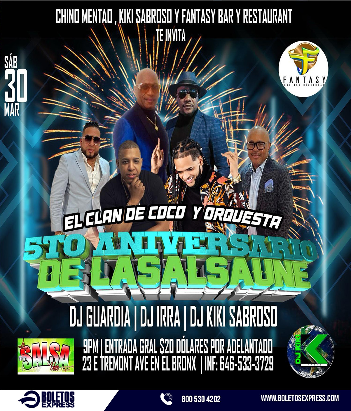 EL CLAN DE COCO Y ORQUESTA, 5TO ANIVERSARIO DE LA SALSAUNE Tickets ...