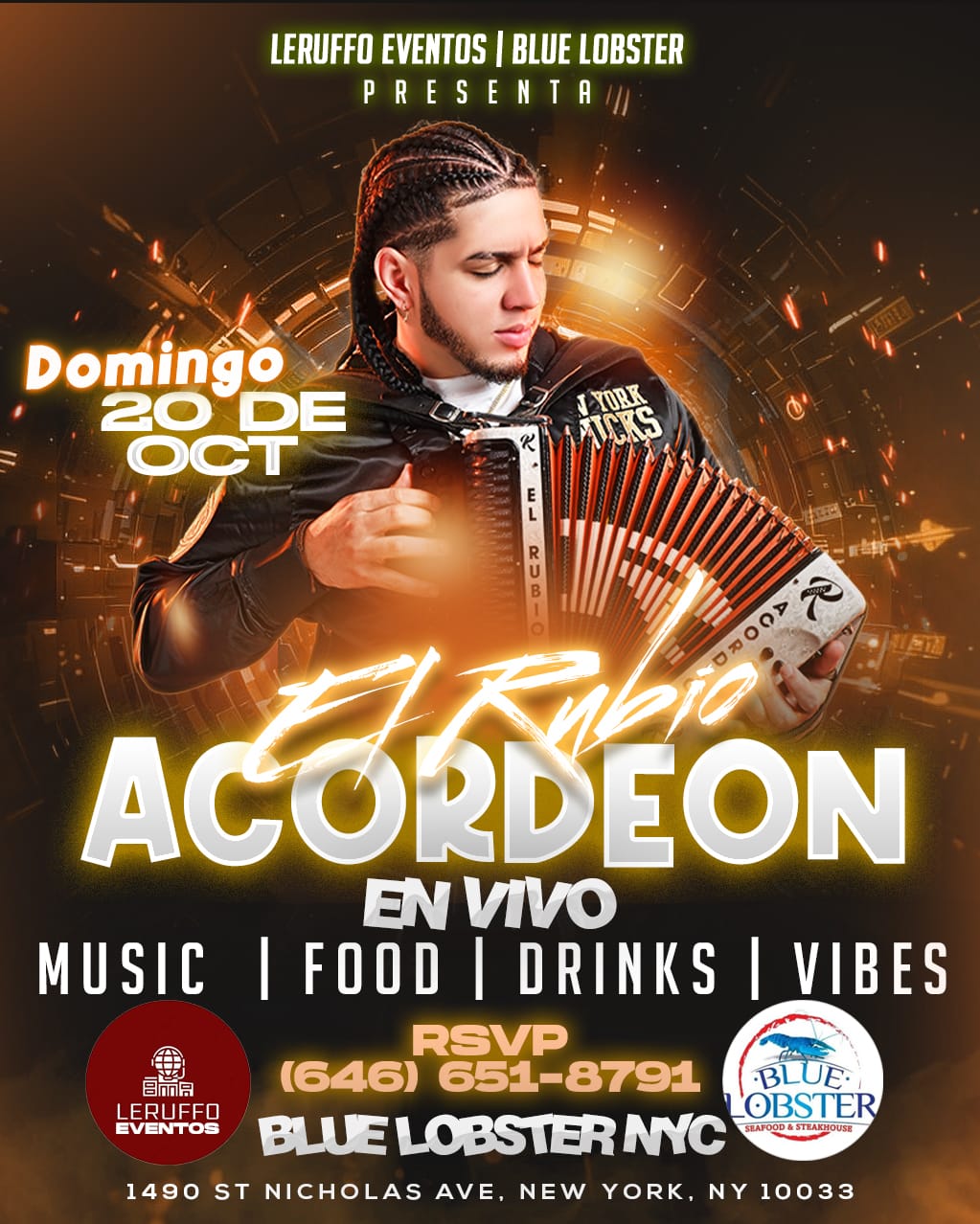 EL RUBIO ACORDEÓN EN VIVO EN BLUELOBSTER NYC Tickets - BoletosExpress