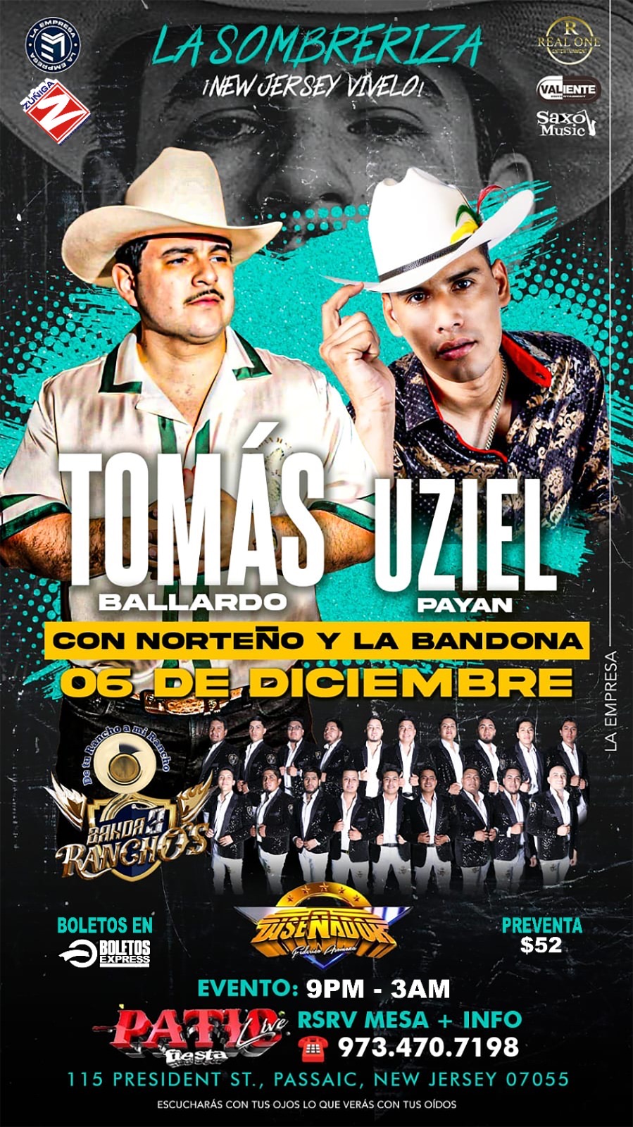 TOMAS BALLARDO, UZIEL PAYAN, CON NORTEÑO Y LA BANDONA, BANDA 3 RANCHOS ...