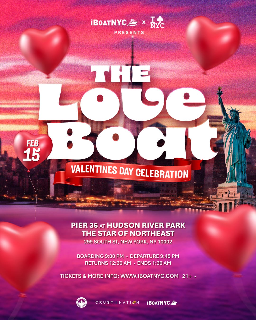 VALENTINE'S DAY Boat Party Yacht Cruise NYC Tickets - BoletosExpress